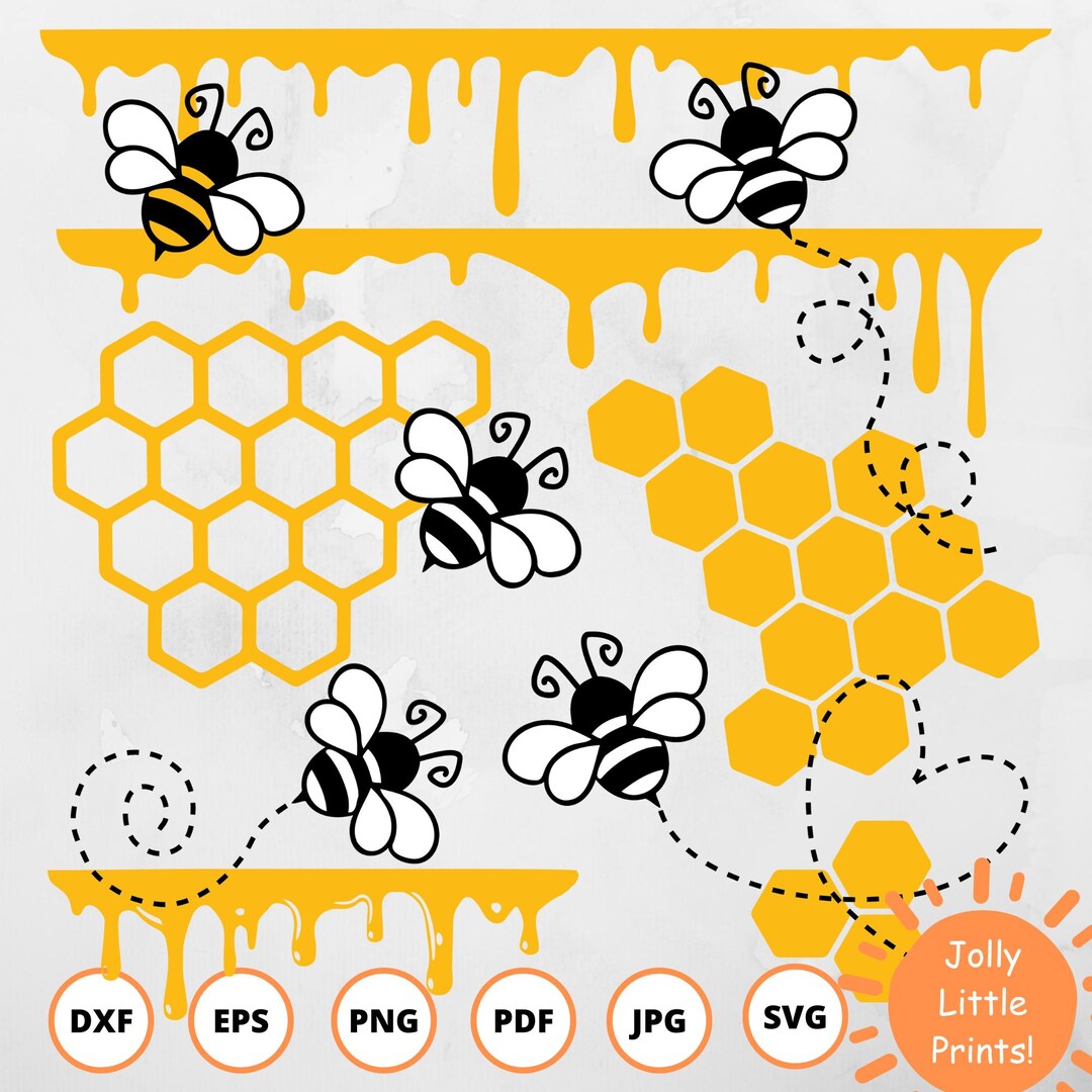 Bee SVG | Honeycomb SVG | Honey Drip Cut File | Cute Bee Clipart ...