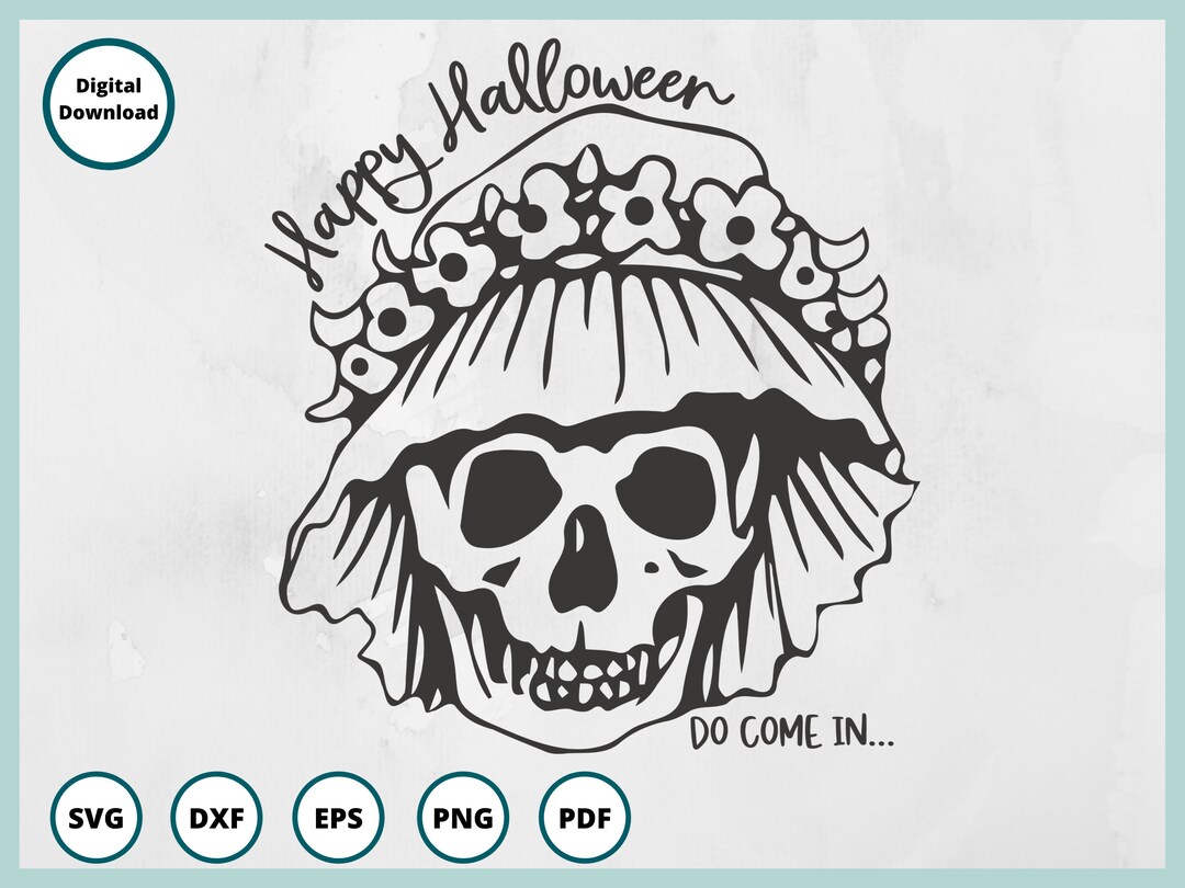 Skeleton SVG Happy Halloween SVG Halloween Skull SVG Fall Svg Floral ...
