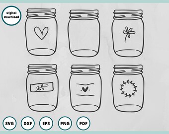 Mason Jar Svg | Ball Jar Svg | Glass Jar Svg | Mason Jar Cut File ...