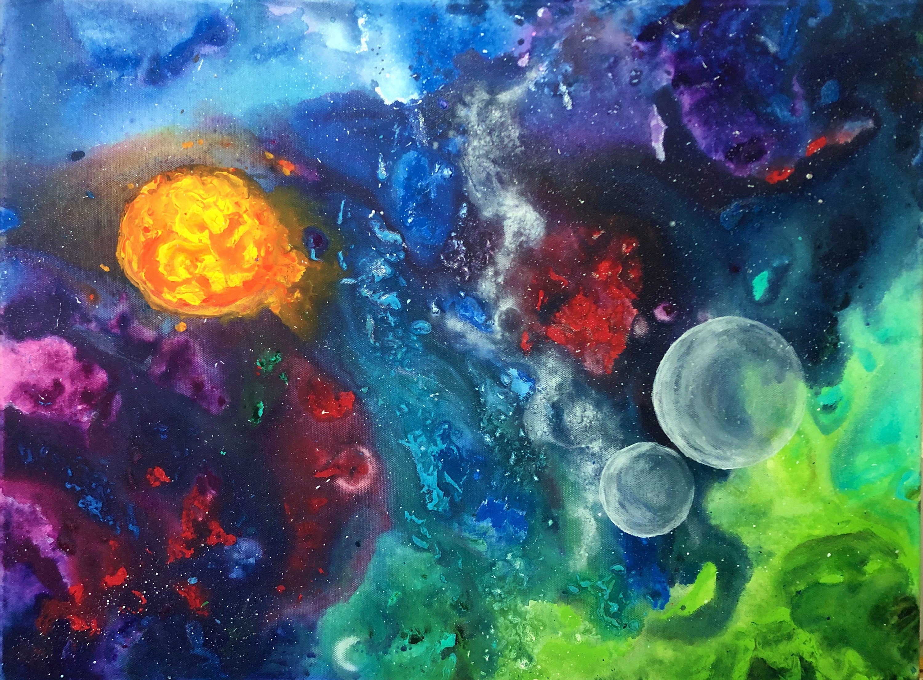 SOLD - the Void, Abstract Acrylic Space Painting, 16"x20", Original on ...