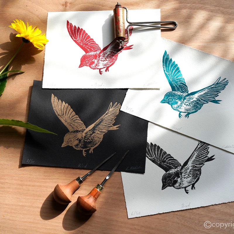 Bird Linocut - Etsy