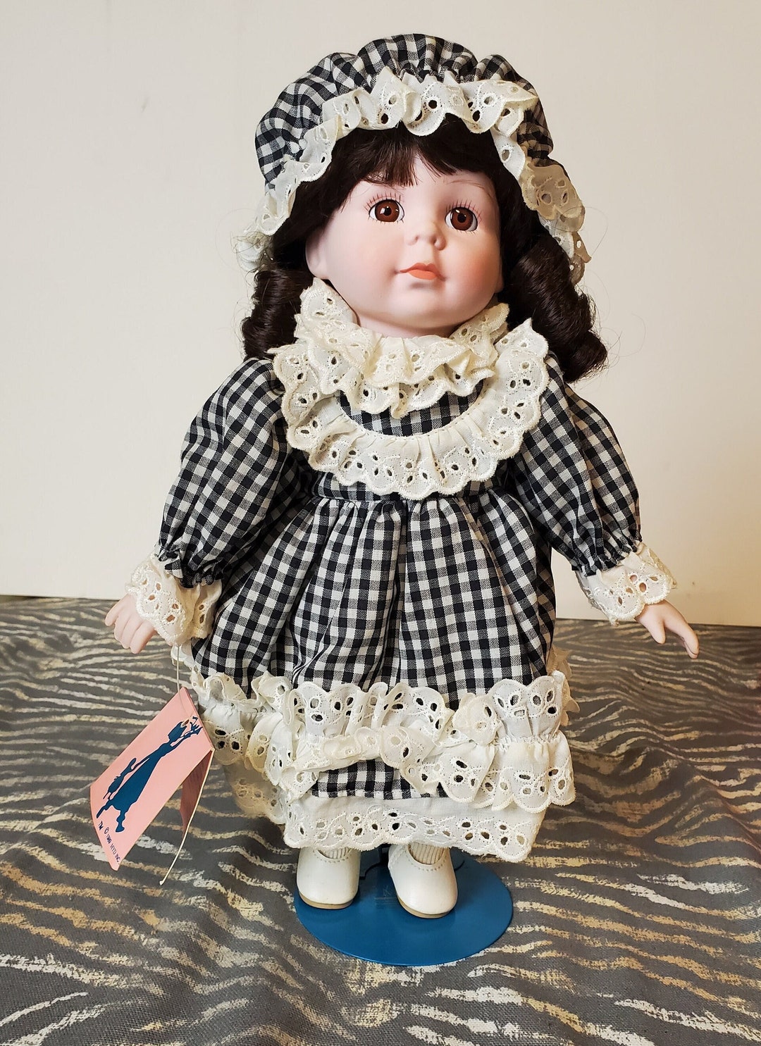 Marian Yu Designs MYD Porcelain Doll 12 Inches Blue Eyes Brown Hair - Etsy