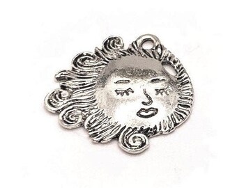 Silver Sun Charm | Etsy