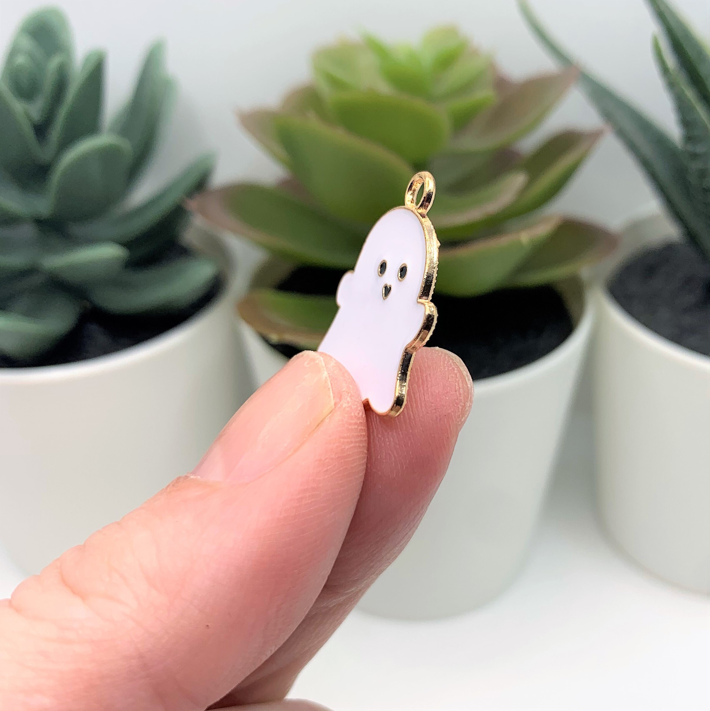 4, 20 or 50 BULK Enamel Ghost Charms, Cute Happy Ghost Charm, Halloween ...