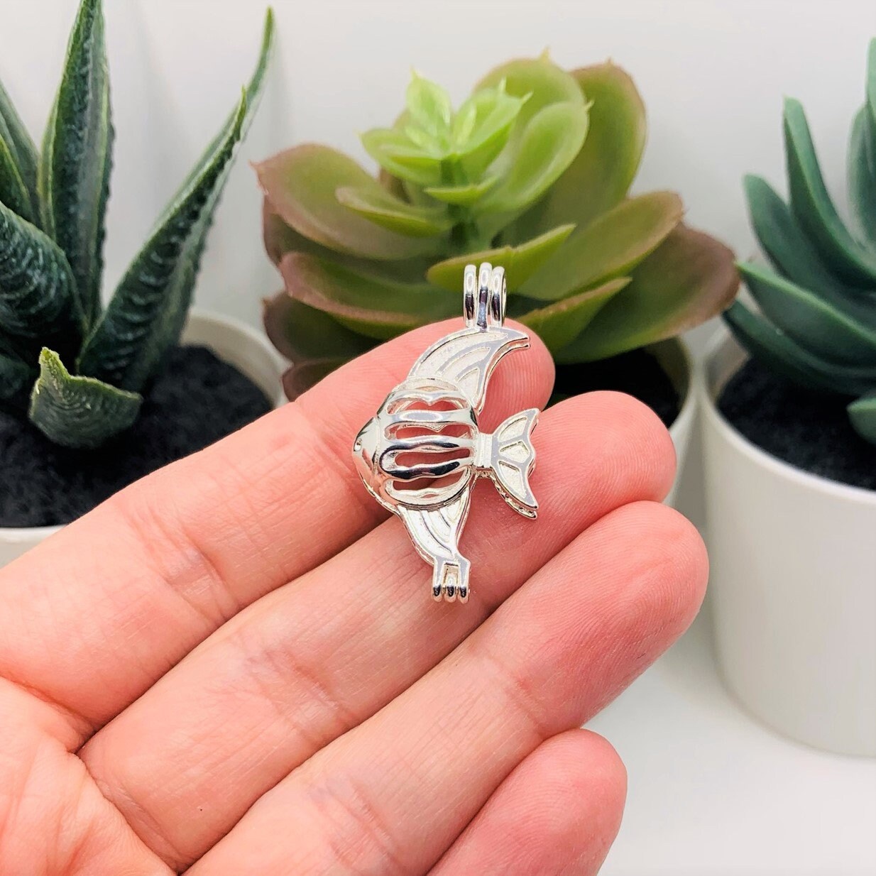 4 or 20 BULK Bright Silver Angel Fish Lockets, Aromatherapy, Essential ...