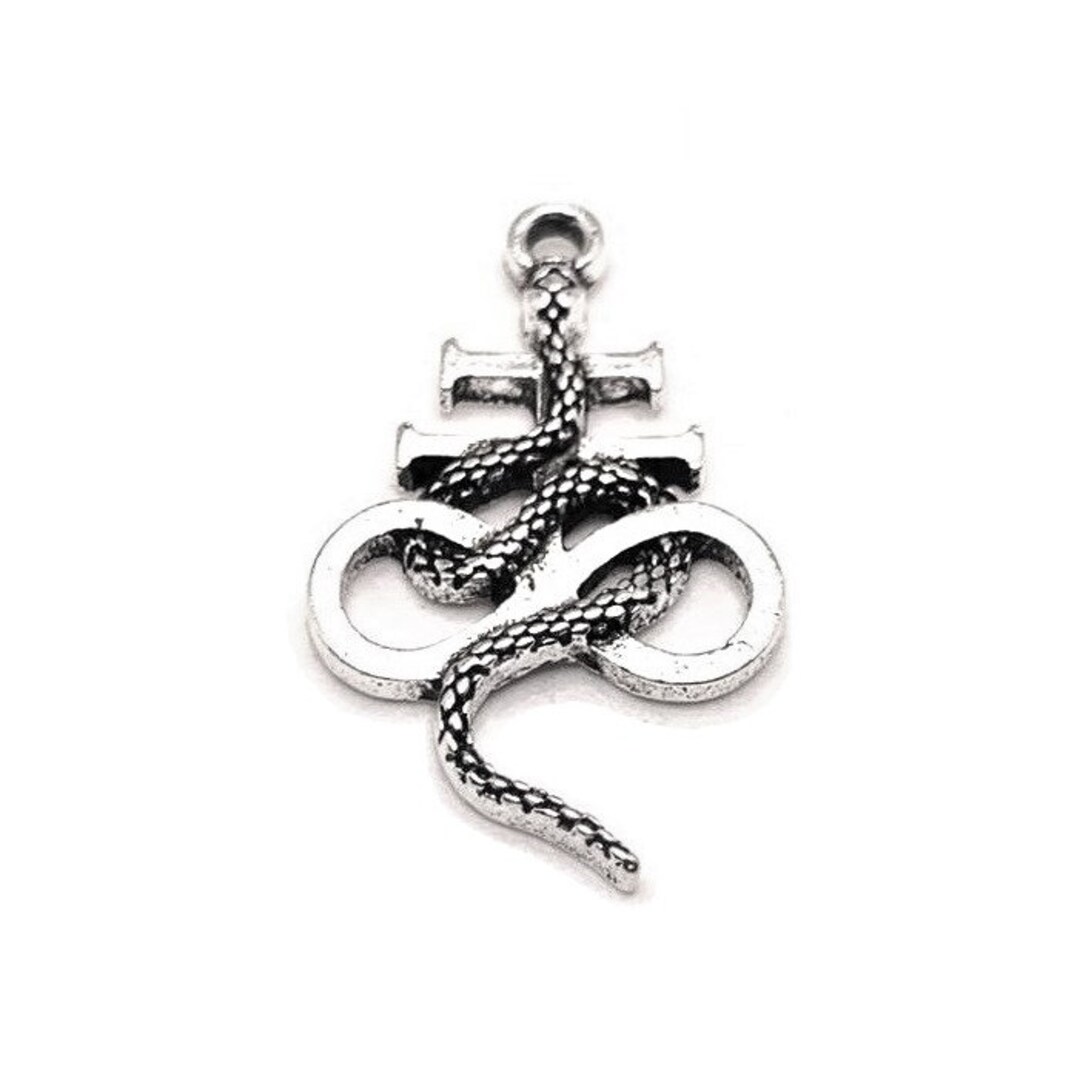 1, 4, 20 or 50 BULK Pieces Silver Leviathan Cross With Snake Pendant ...