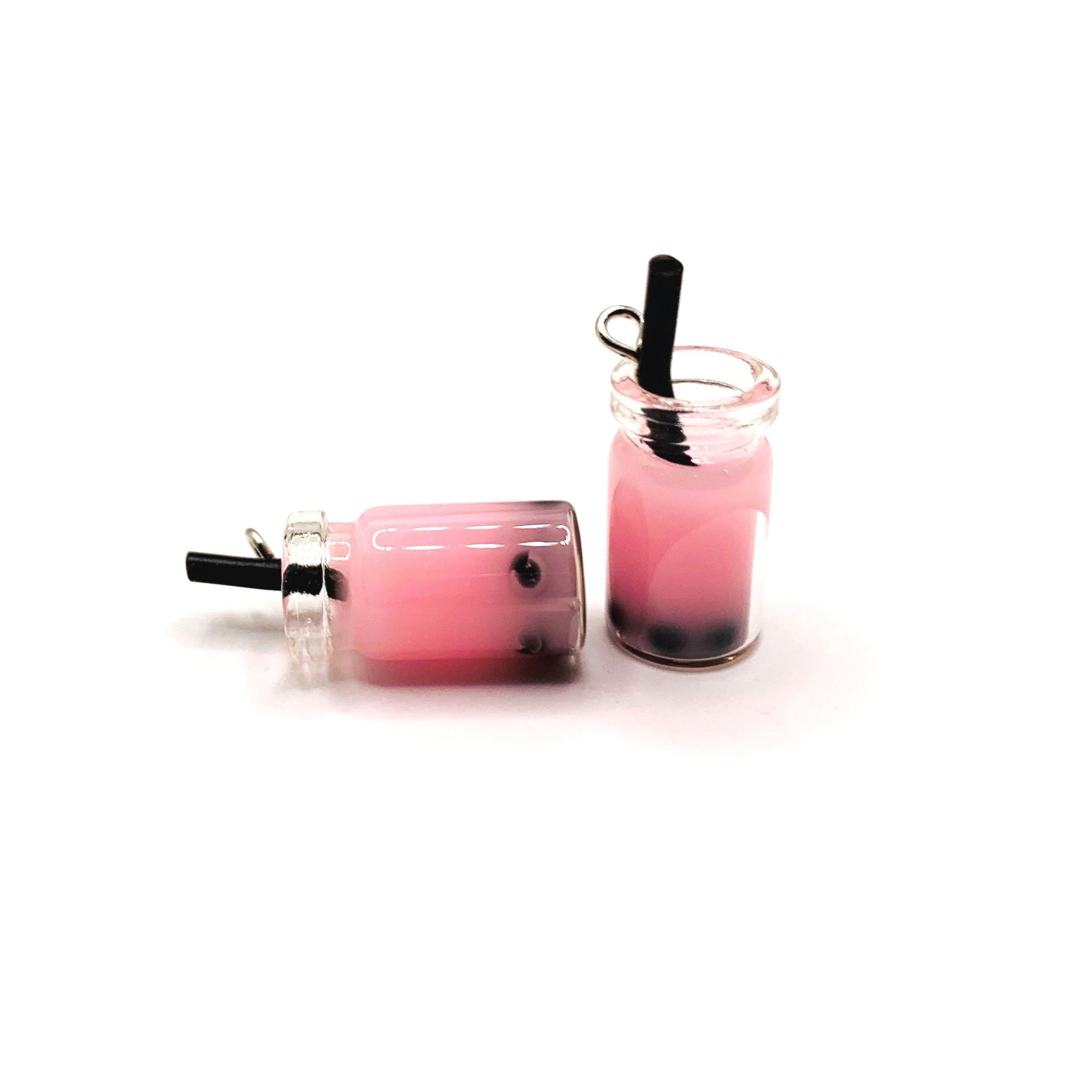 4 or 12 Pink Boba Tea Charms Milk Tea Charm 3D Charm Bubble - Etsy
