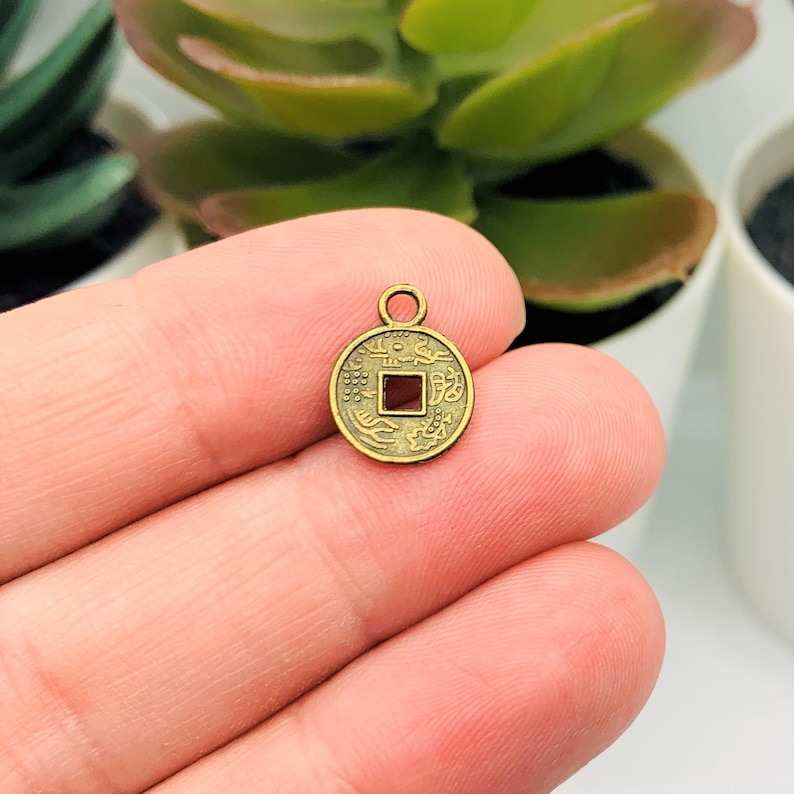 4, 20 or 50 BULK Chinese Coin Charms, Dynasty, Lucky Bronze Charm ...