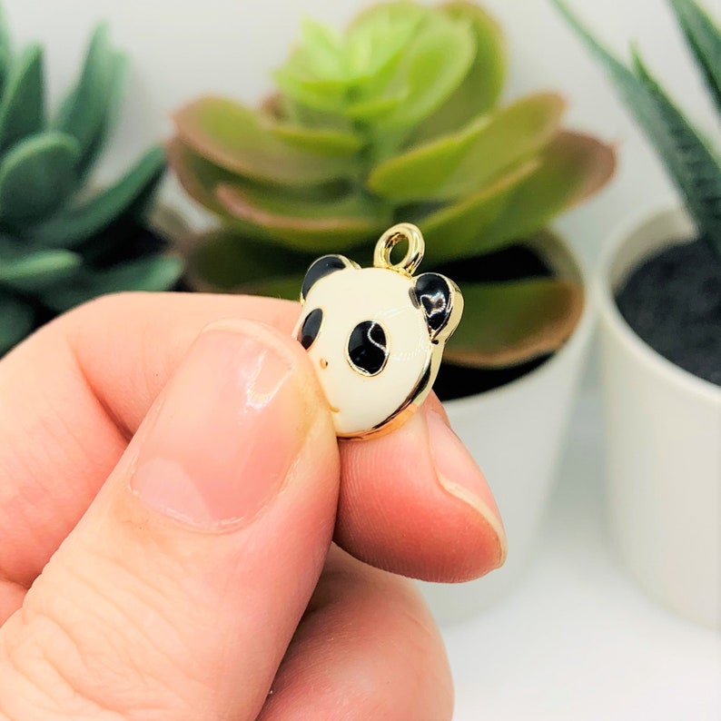 4 20 or 50 BULK Panda Face Charms Black and White Panda Bear - Etsy