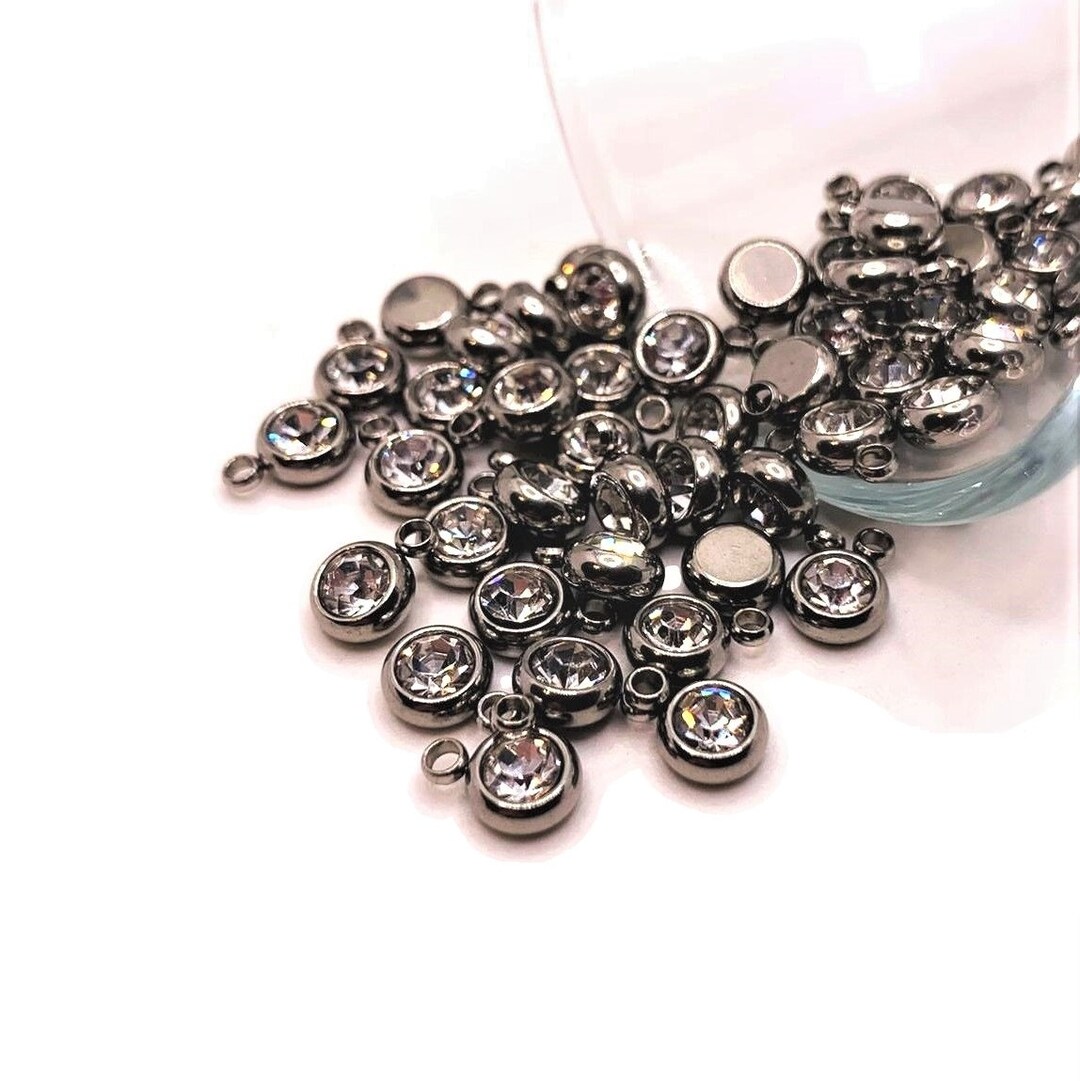 4, 20 or 50 BULK 201 Stainless Steel Silver Clear April Birthstone ...