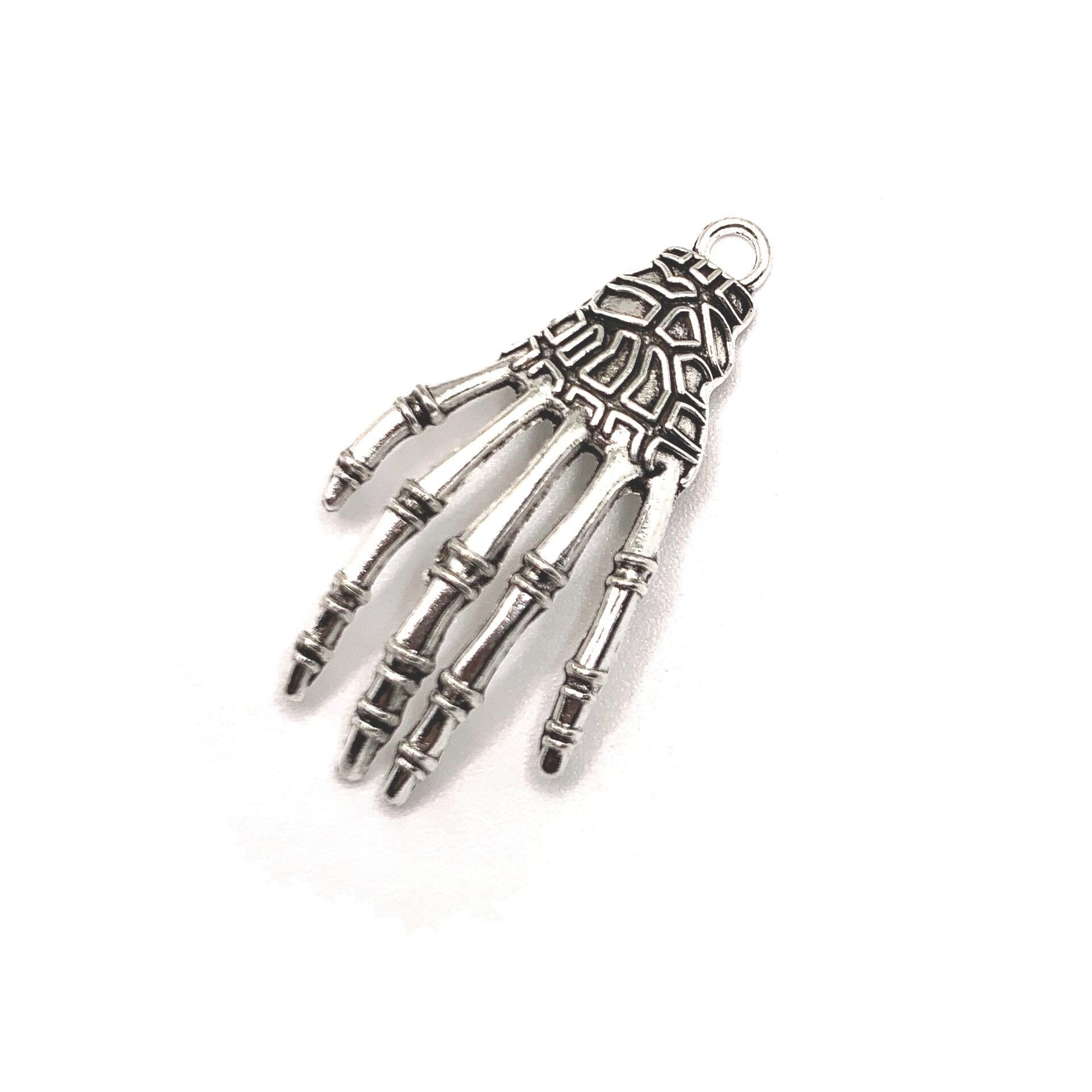 4 20 or 50 BULK Silver Skeleton Hand Charms Halloween | Etsy