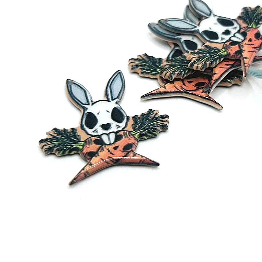 1, 4 or 20 BULK Creepy Easter, Dead Rabbit Pendant, Acrylic Charm ...