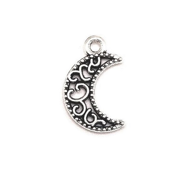 Silver Moon Charm - Etsy