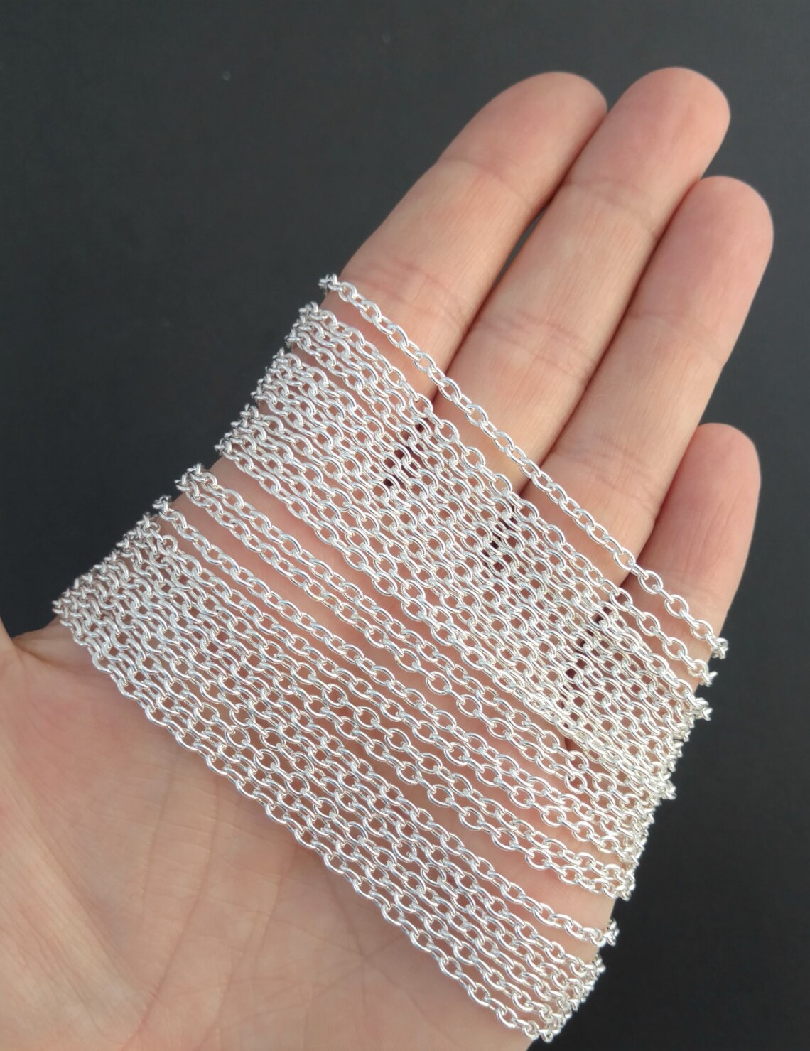 12 or 72 Pack BULK 24 Silver Plated Chains Pre-made - Etsy