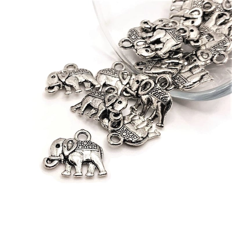 Small Elephant Charm - Etsy