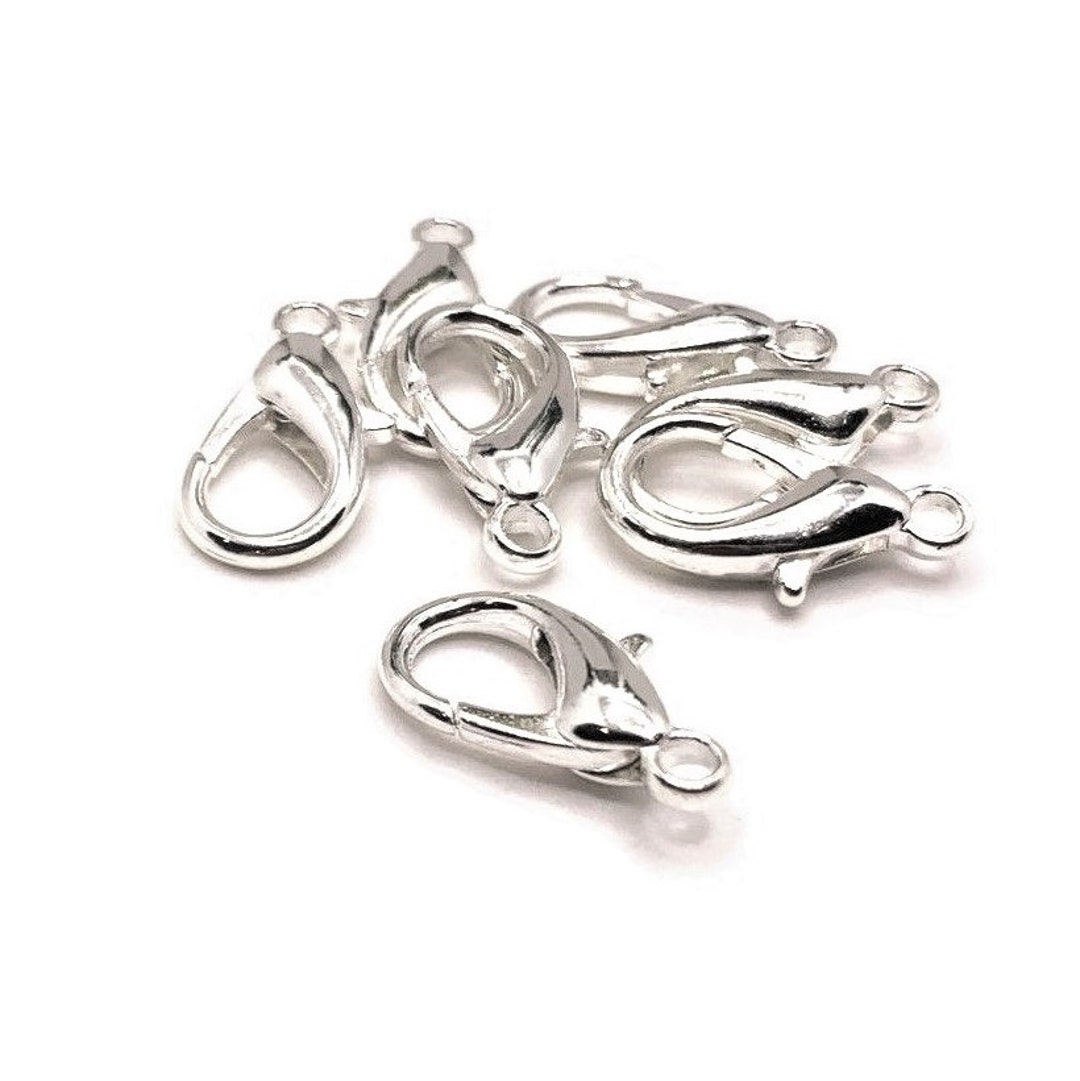 500 BULK Large 8 X 16 Mm Bright Silver Lobster Clasps, Plated Claw ...
