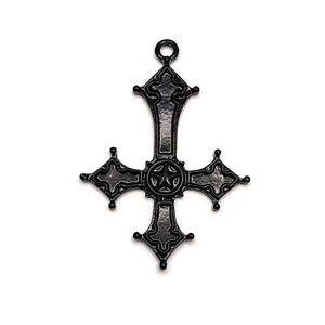 1, 4 or 20 BULK Large Black Enamel Inverted Upside Down Cross, Satanic ...