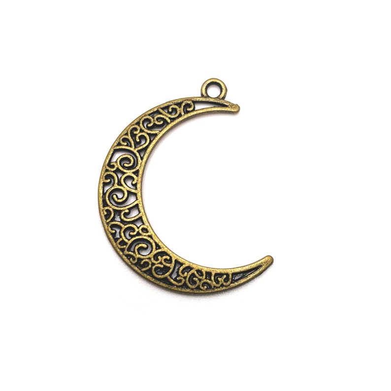 4 20 or 50 BULK Crescent Moon Charms Filigree Bronze Moon | Etsy