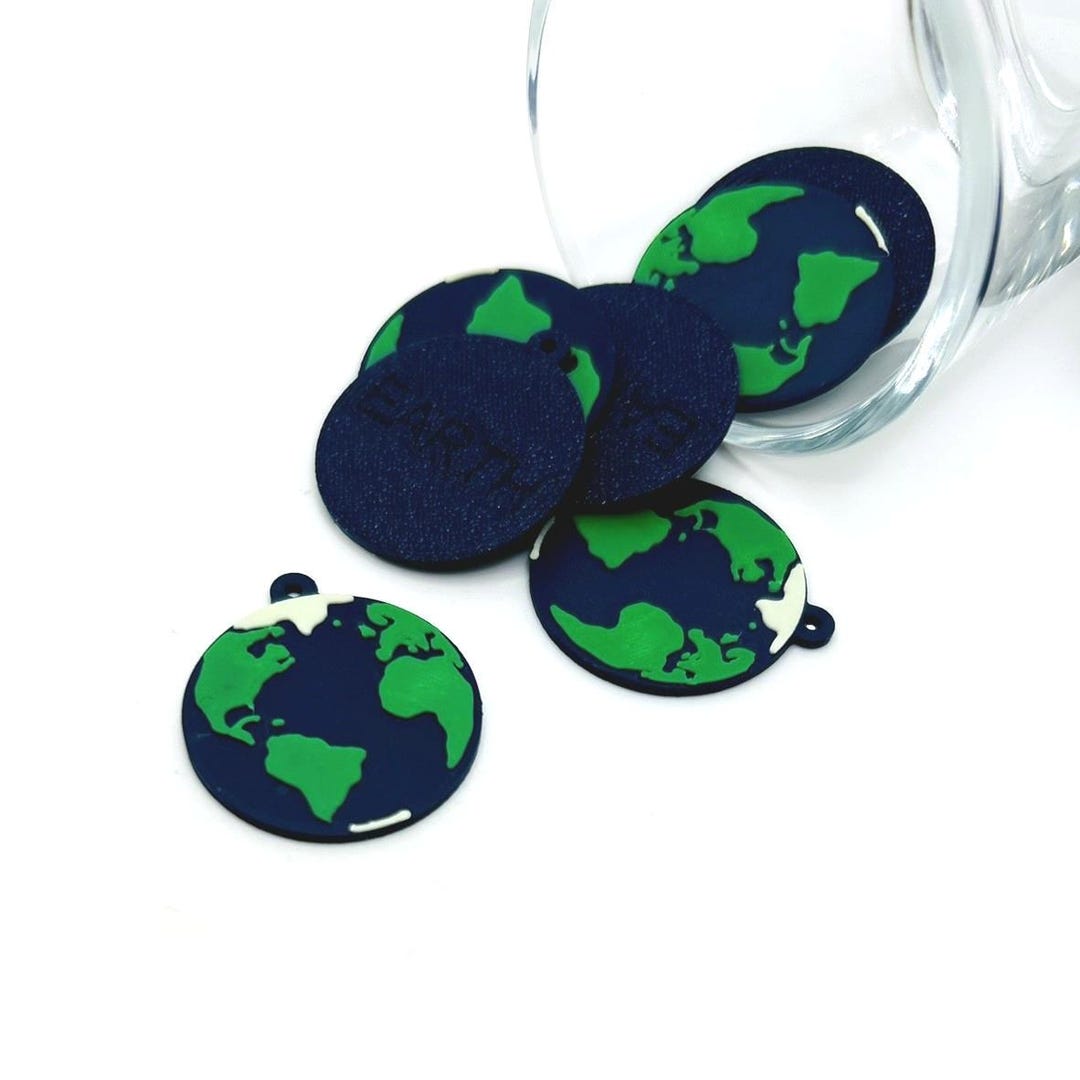 1, 4 or 20 BULK Colorful Earth Charms, Globe Charm, Planet, World ...