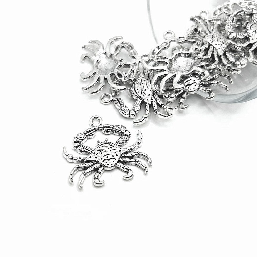 4, 20 or 50 BULK Large Silver Crab Charms, Maryland Crab, Ocean, Beach ...