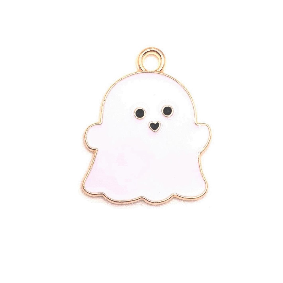4, 20 or 50 BULK Enamel Ghost Charms, Cute Happy Ghost Charm, Halloween ...