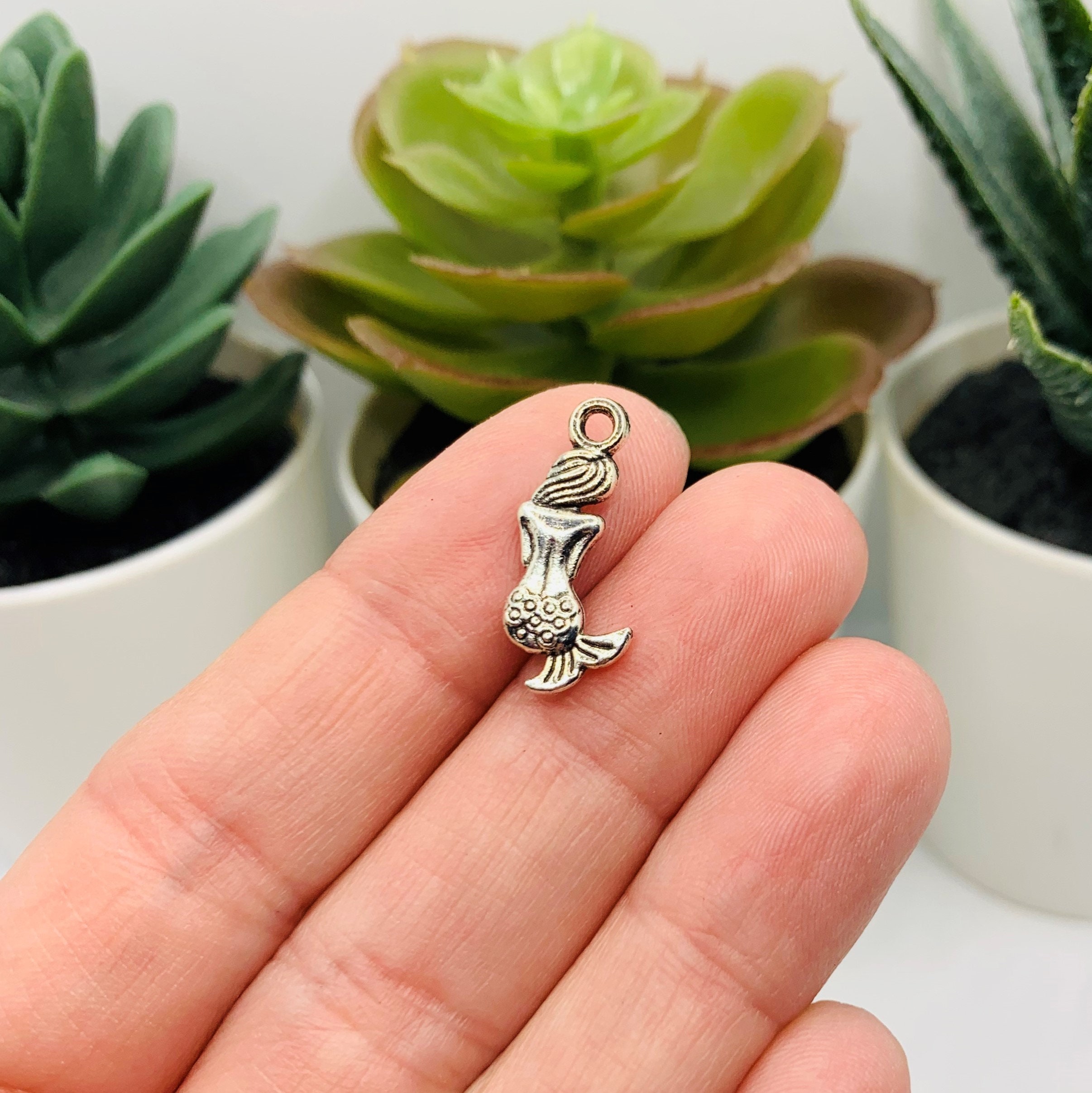 4 20 or 50 BULK Silver Mermaid Charms Ocean Beach - Etsy