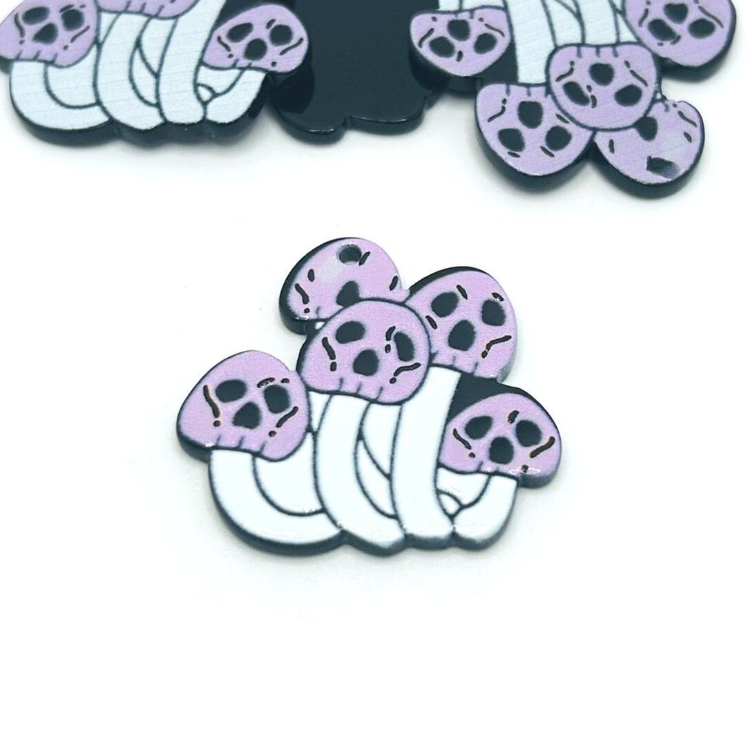 1, 4 or 20 BULK Pink Spooky Mushroom Charm, Shroom, Halloween Pendant ...