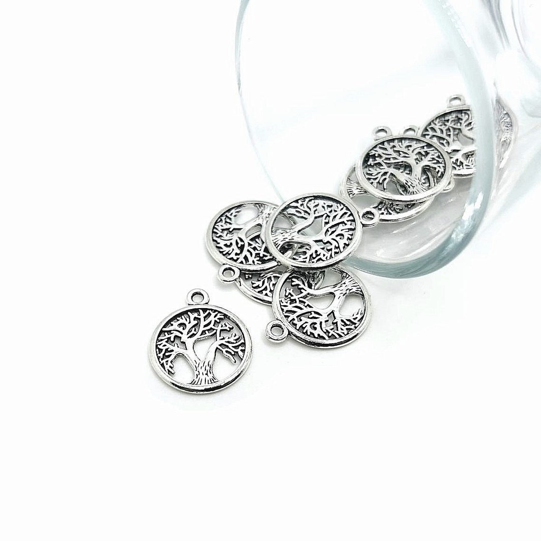 4, 20 or 50 BULK Small Silver Tree of Life Charms, Silver Tree Charm ...