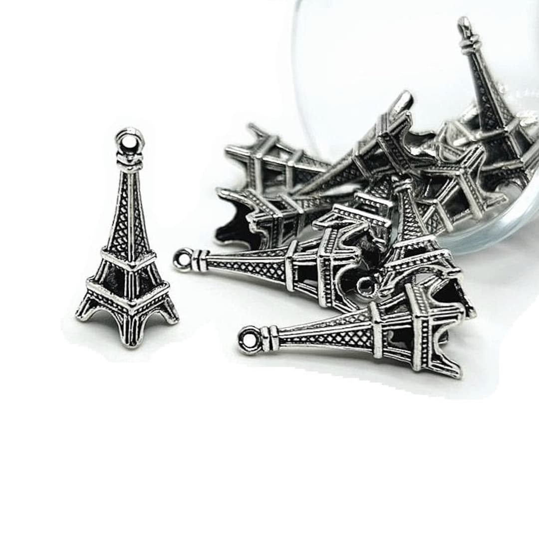 4, 20 or 50 BULK Silver Eiffel Tower Charms, 3D, Paris Charm, France ...