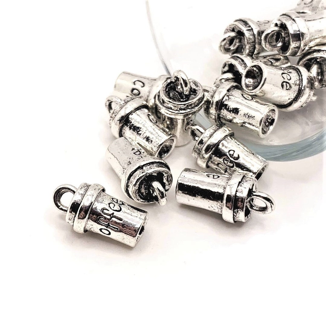 4, 20 or 50 BULK Coffee Cup Charms, Silver Coffee Charm, 3D, Bangle ...