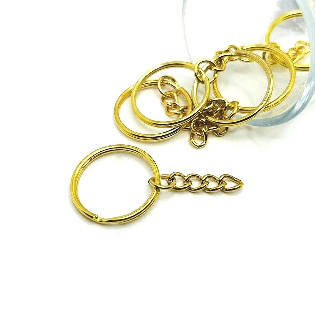4, 20 or 50 BULK Key Chain Rings, Gold, Starter Chain Base, Split Ring ...