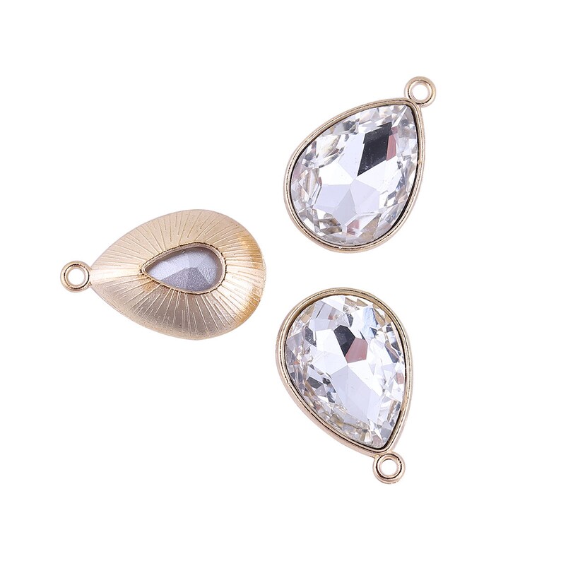 4 12 or 25 BULK Diamond Teardrop Rhinestone Charms KC Gold | Etsy