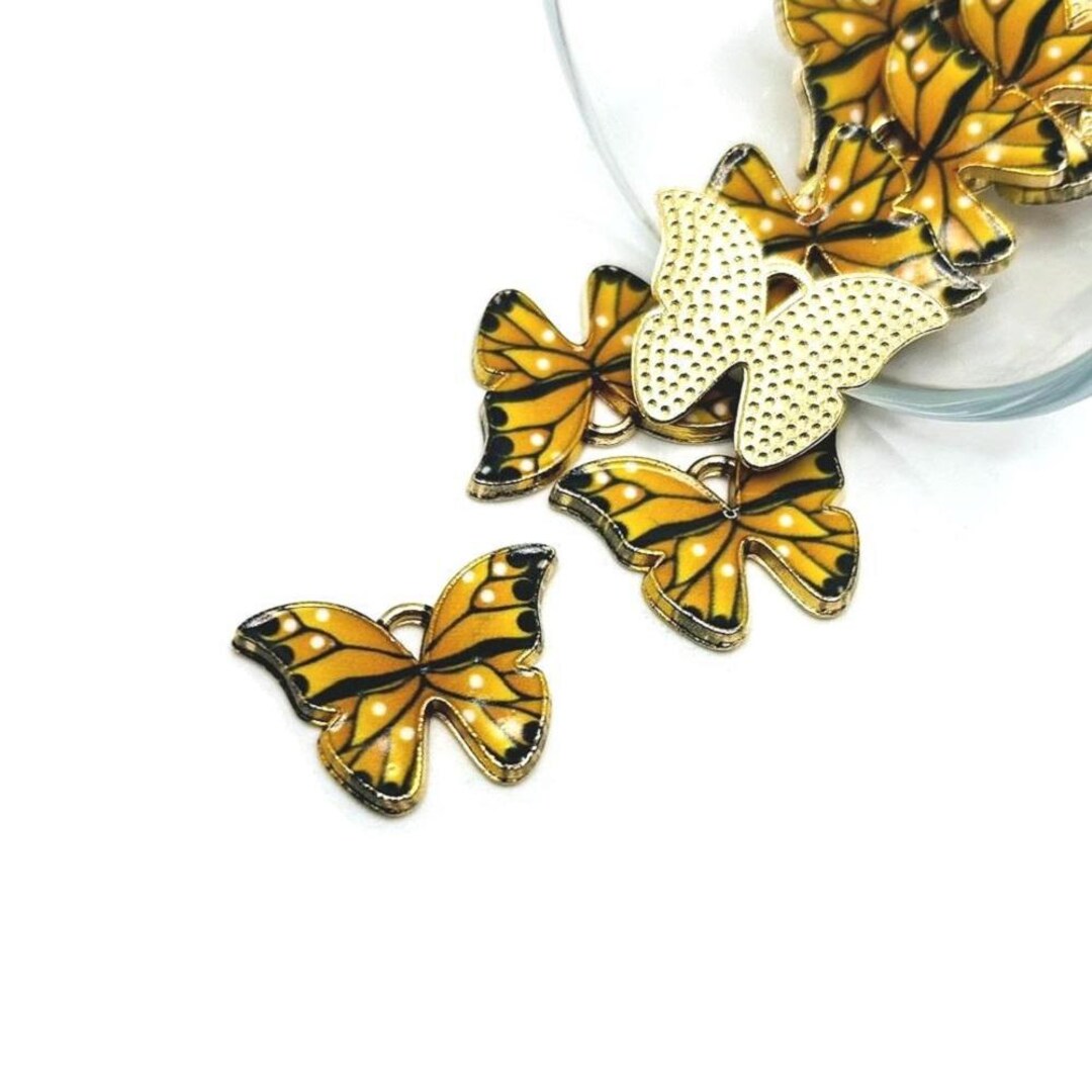 1, 4, 20, or 50 BULK Orange Butterfly Enamel Charm, Bug Charm ...