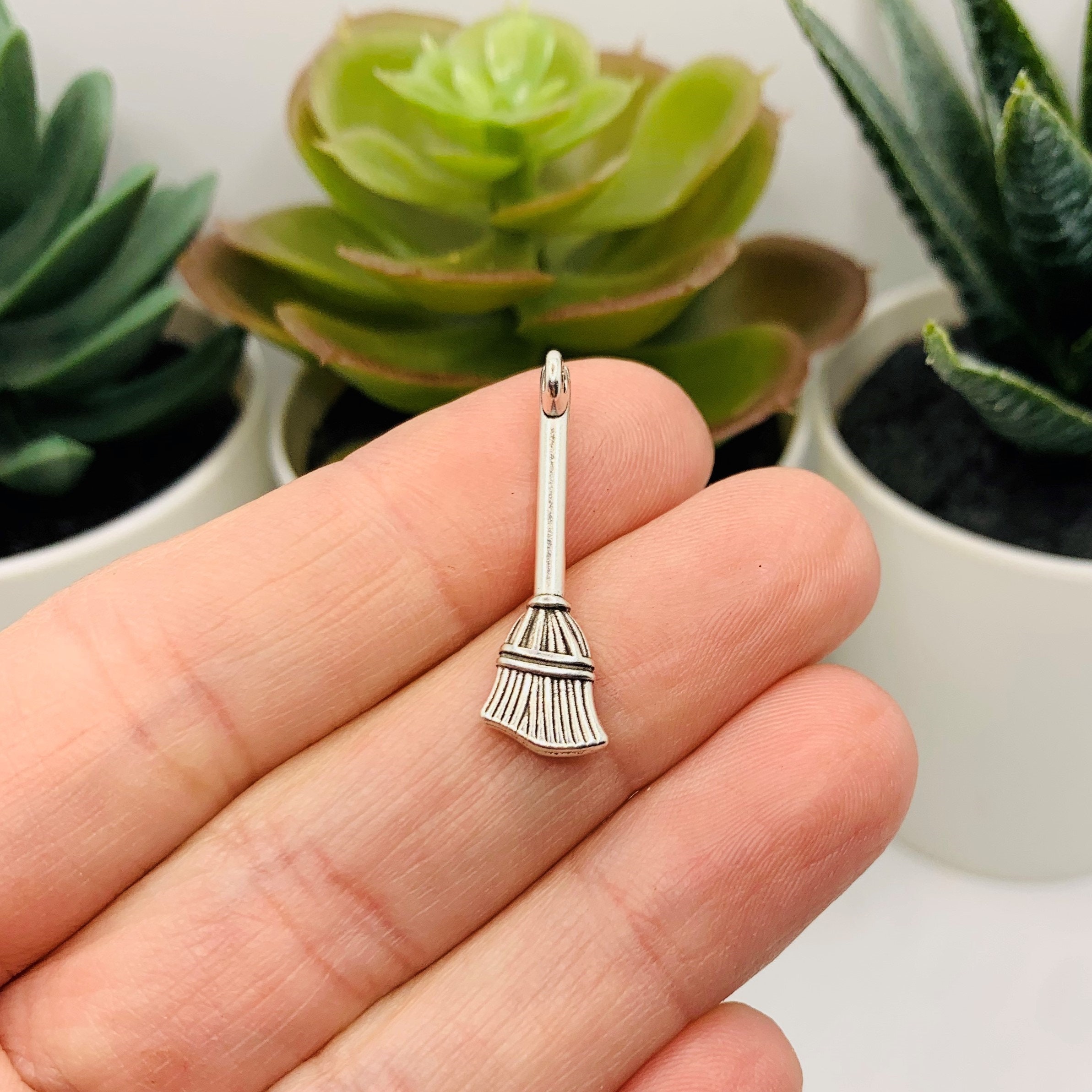 4 20 or 50 BULK Silver Broom Charms Wizard Charm Halloween - Etsy