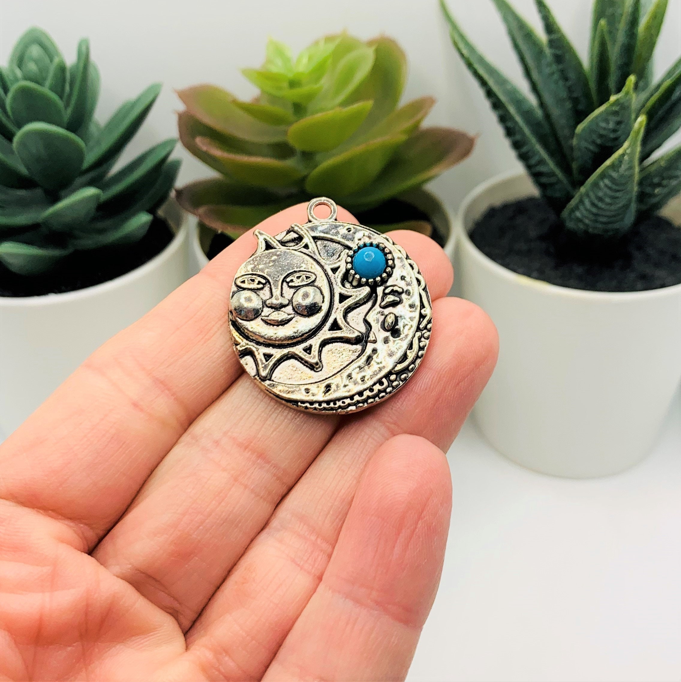4 20 or 50 BULK Sun and Moon Charms Sun Coin Faux - Etsy