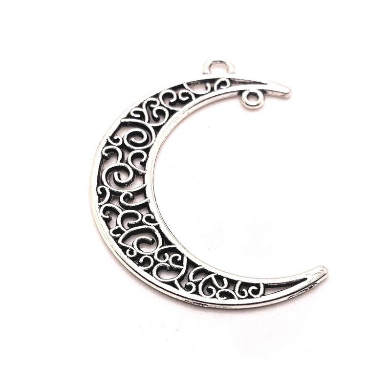 Silver Moon Hoop Charm - Etsy