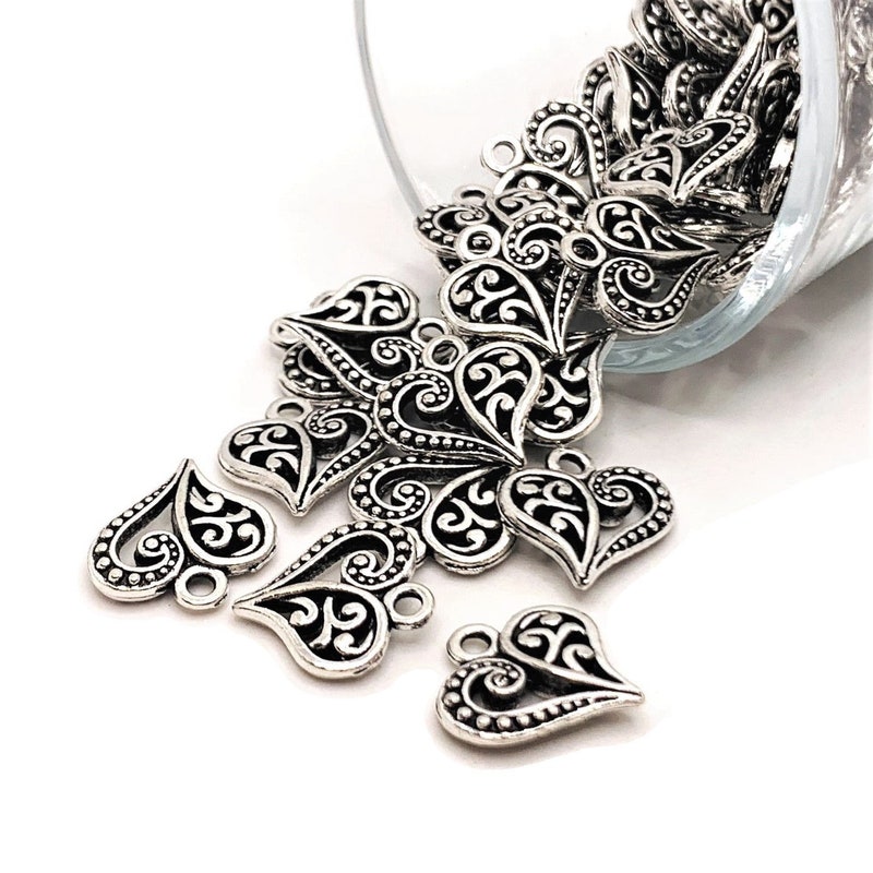 Double Open Heart Charm - Etsy