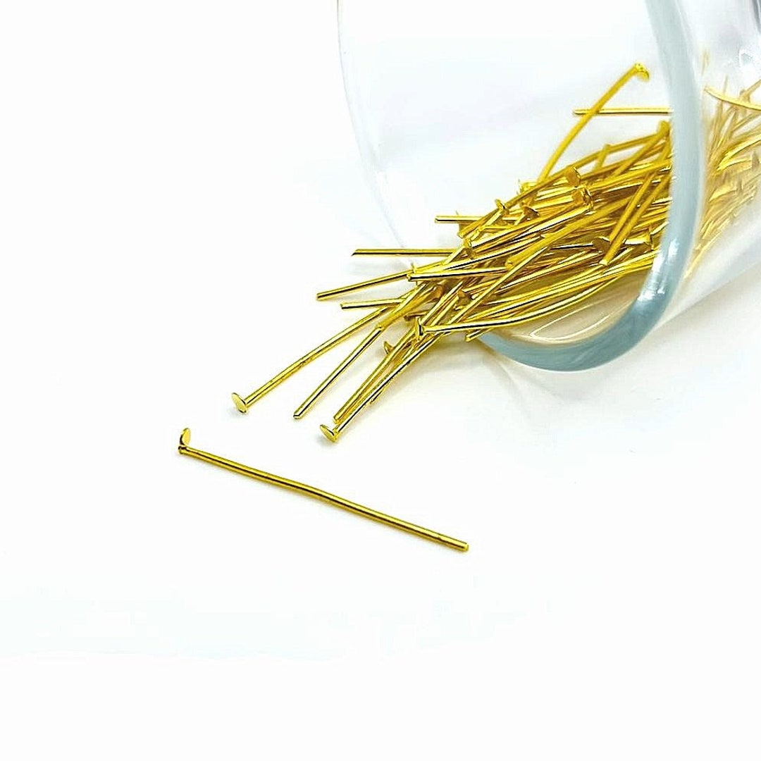100 or 500 BULK Gold Headpins, Wholesale Findings Head Pin, 30mm ...