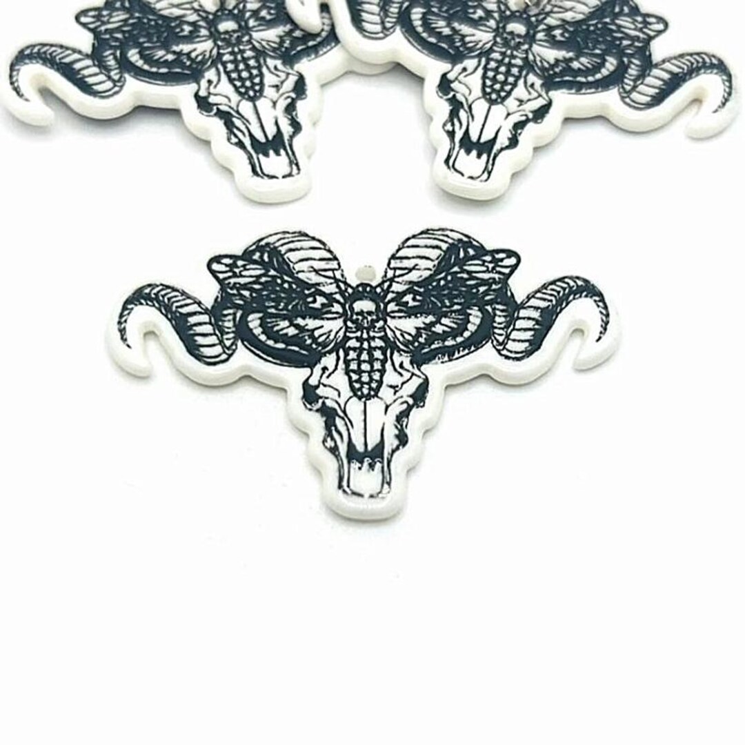 1, 4 or 20 BULK White Ram Skull With Death's Head Moth Pendant - Double ...