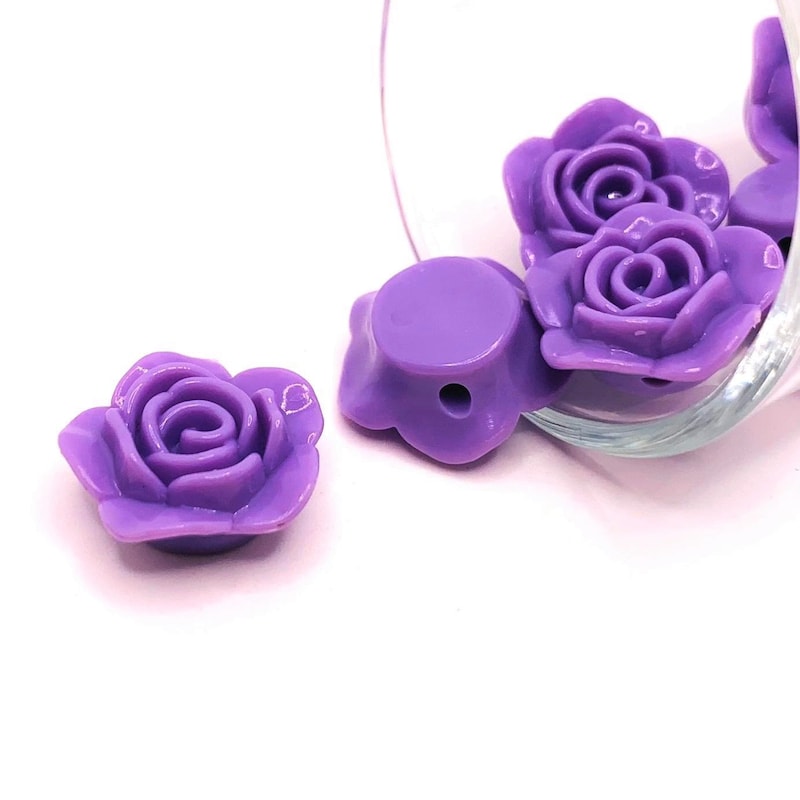 Purple Flower Beads - Etsy