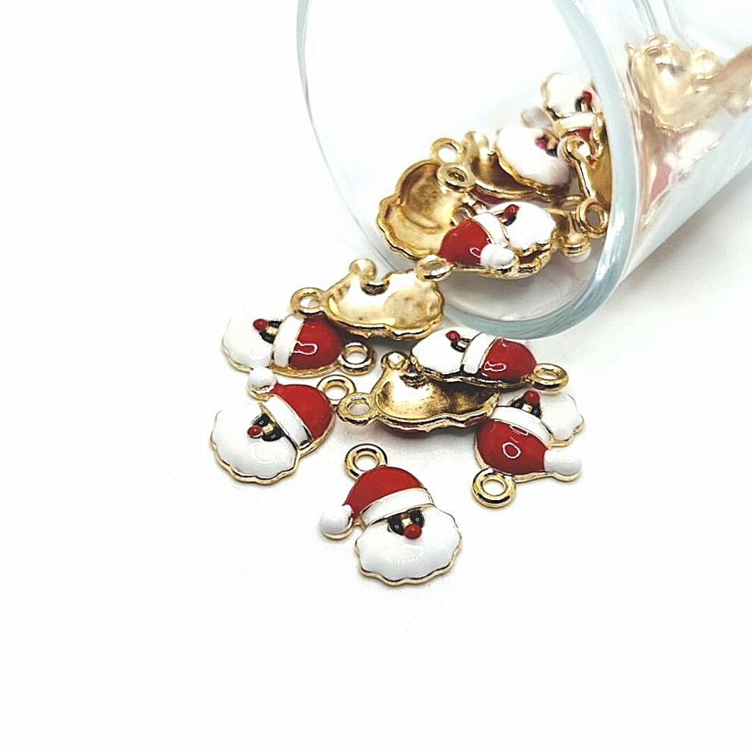 4, 20 or 50 BULK Small Santa Charms, Red and White Santa, Christmas ...