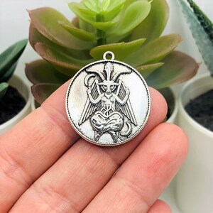 1, 4, 20 or 50 BULK Pieces Silver Baphomet Coin Pendants, Satan Charm ...