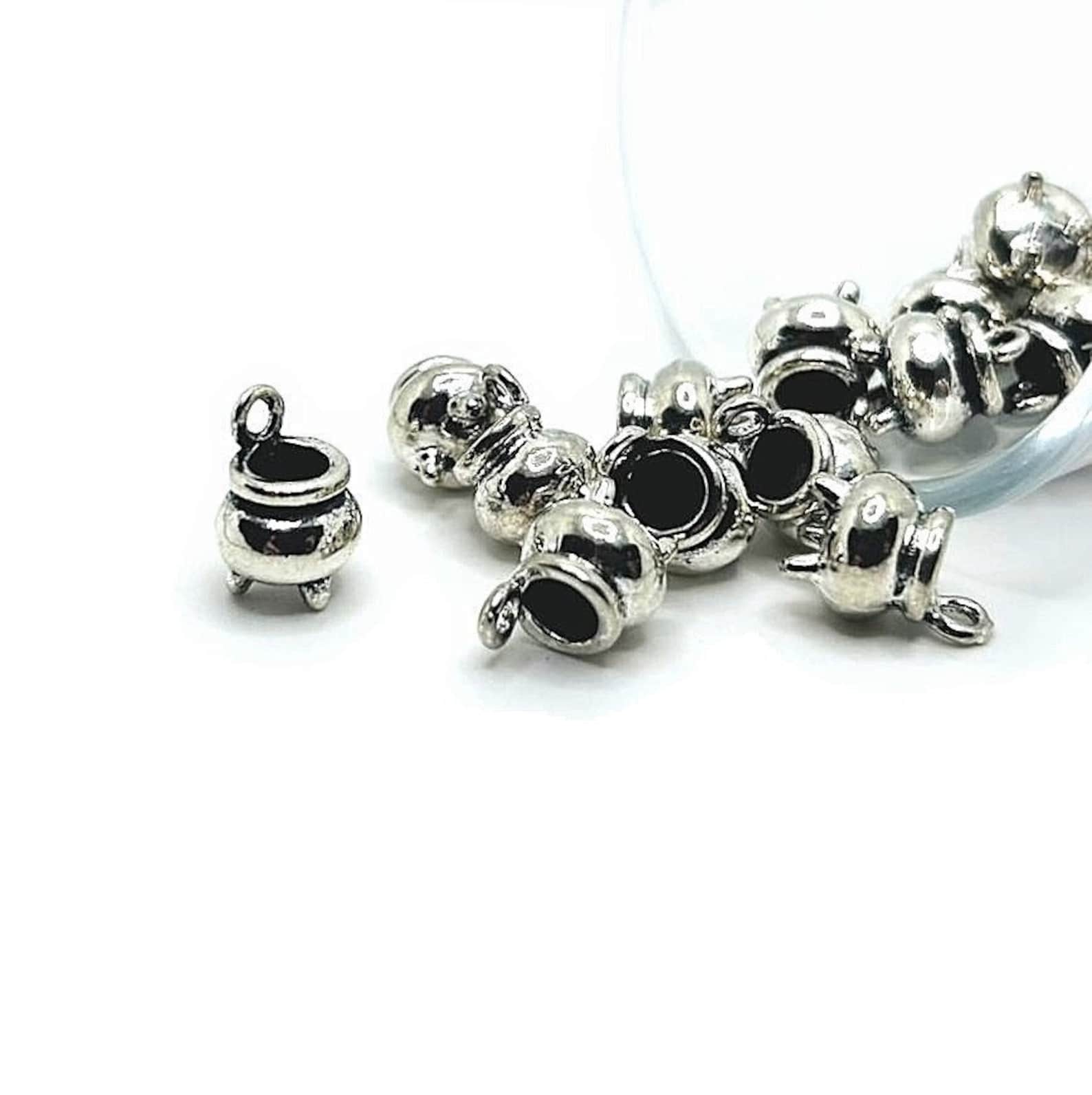 4, 20 or 50 BULK Silver Cauldron Charms, Wizard Charm, Witch, Halloween ...
