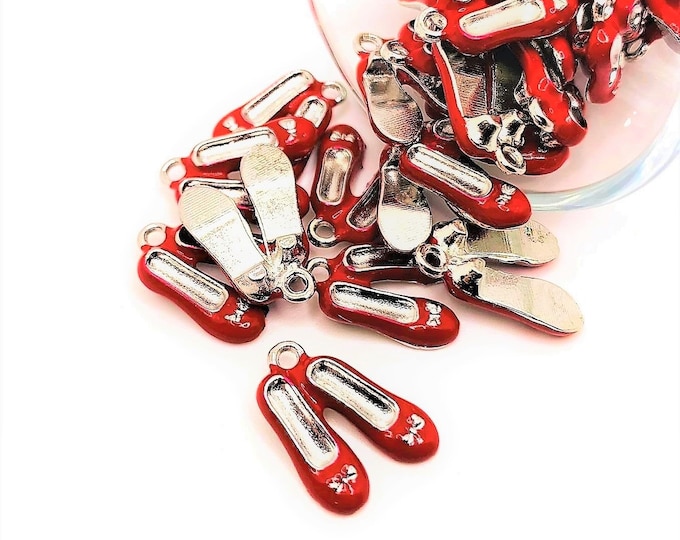 4, 20 or 50 BULK Ruby Red Slipper Charms, Dorothy Shoes, Wizard of Oz ...