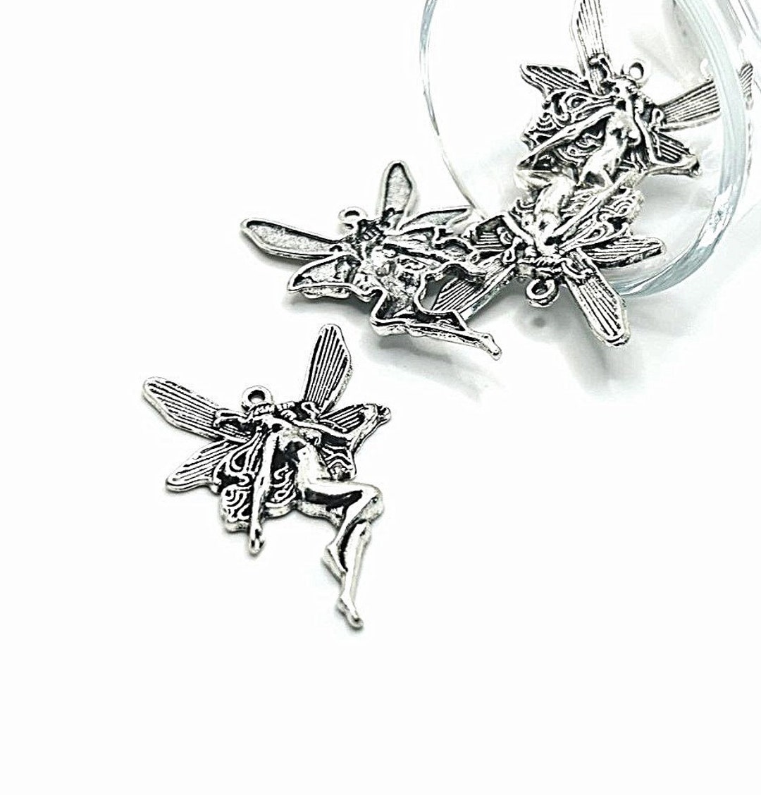 1, 4 or 20 BULK Large Silver Fairy Charms, Silver Sprite Charm, 29 X 49 ...