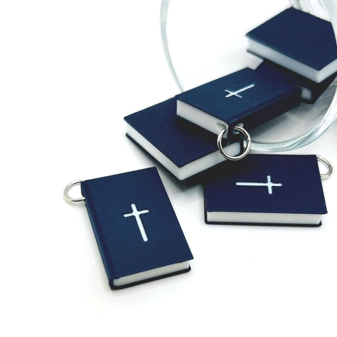 1, 4, or 20 BULK 3D Blue Bible Book Charms, Bible Charm, Religious ...