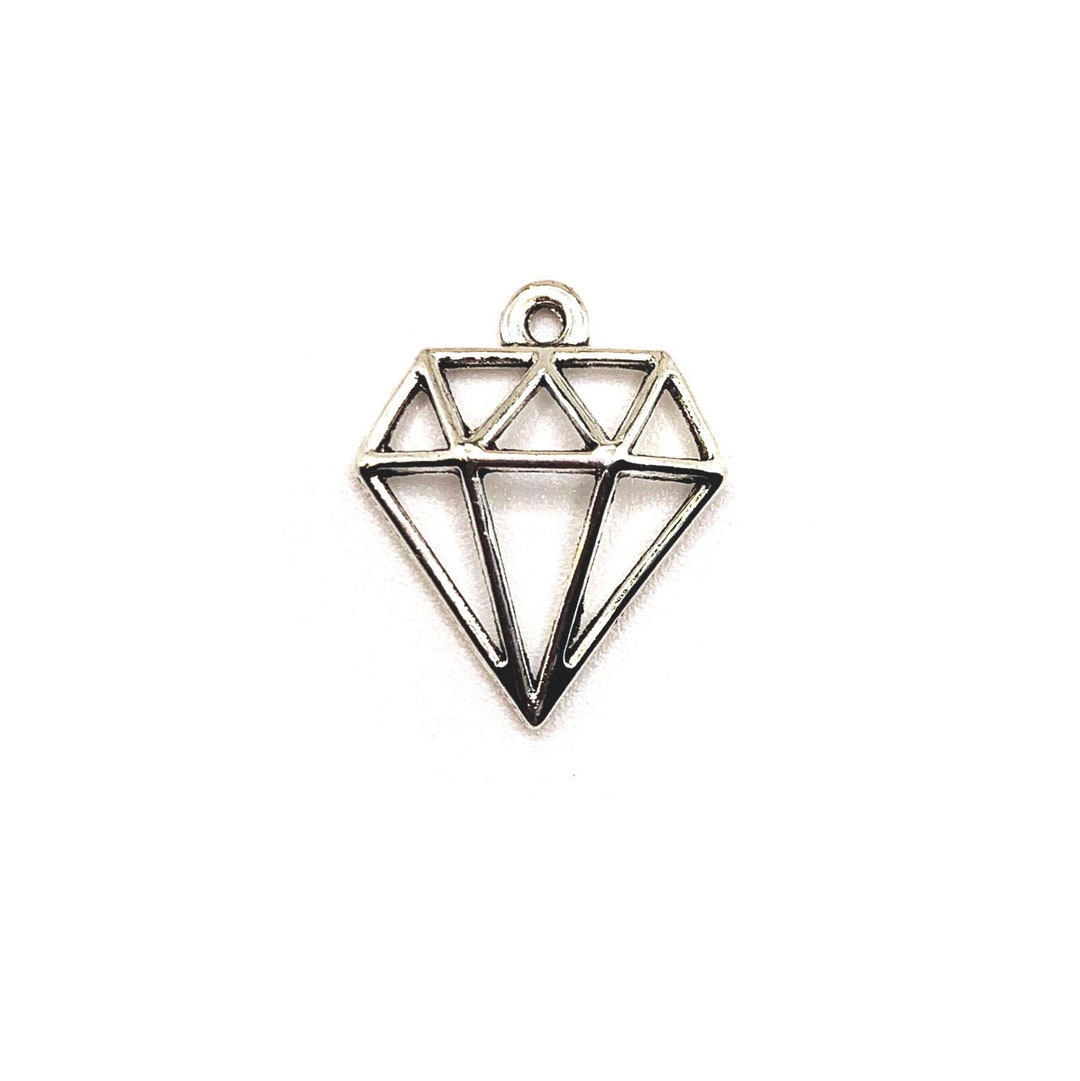 4 20 or 50 BULK Silver Diamond Shape Charms Geometric Charm - Etsy