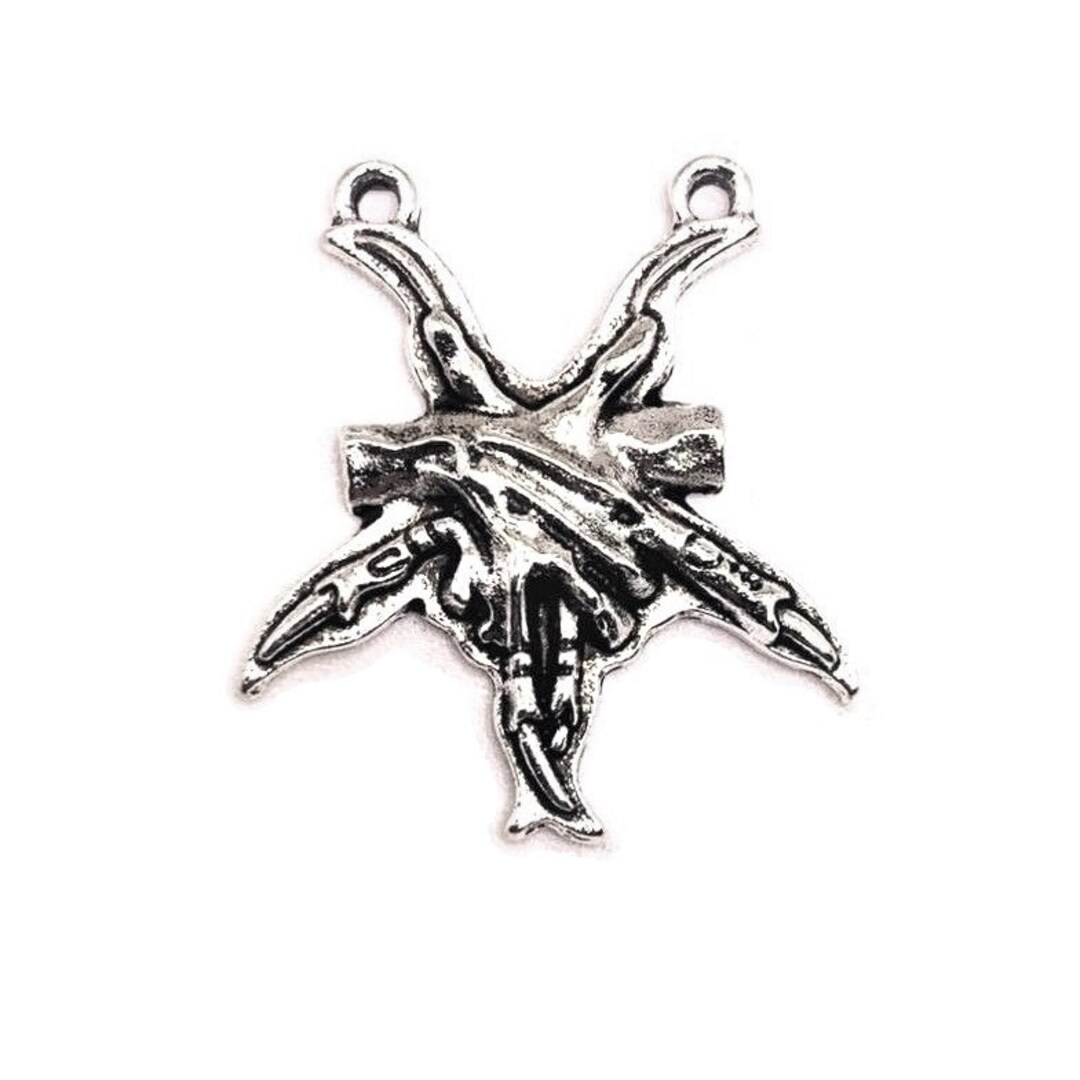 1, 4, 20 or 50 BULK Silver Demon Hand Pentagram Connector, Satan Charm ...