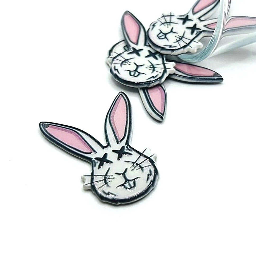 1, 4 or 20 BULK Creepy Easter, Dead Rabbit Pendant, Acrylic Charm ...