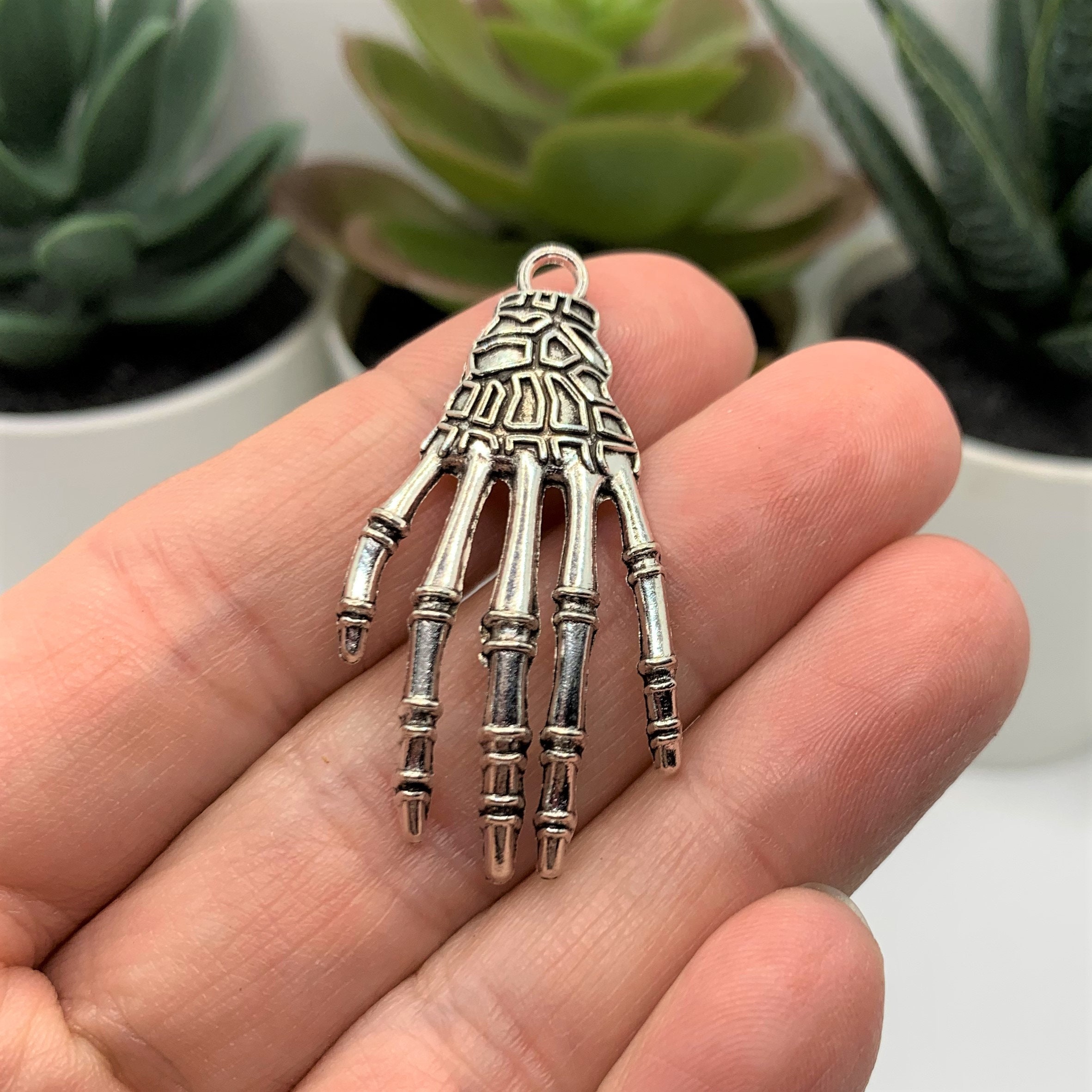 4 20 or 50 BULK Silver Skeleton Hand Charms Halloween - Etsy